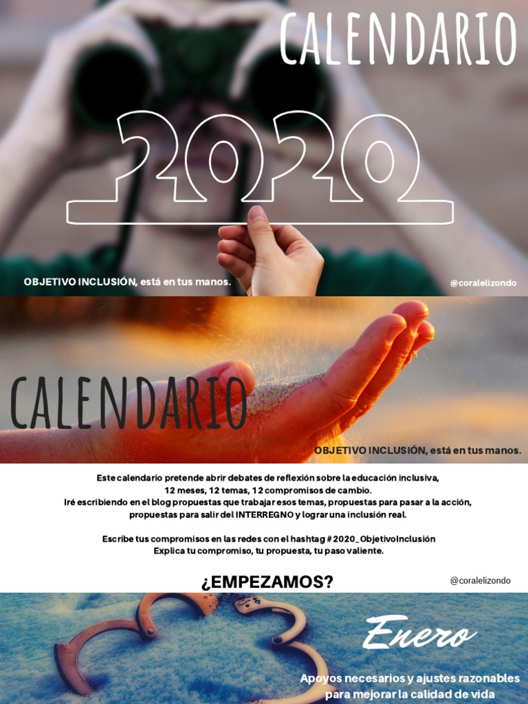 Calendario 2020. Objetivo Inclusiocc81n | PDF | Inclusión (Educación ...