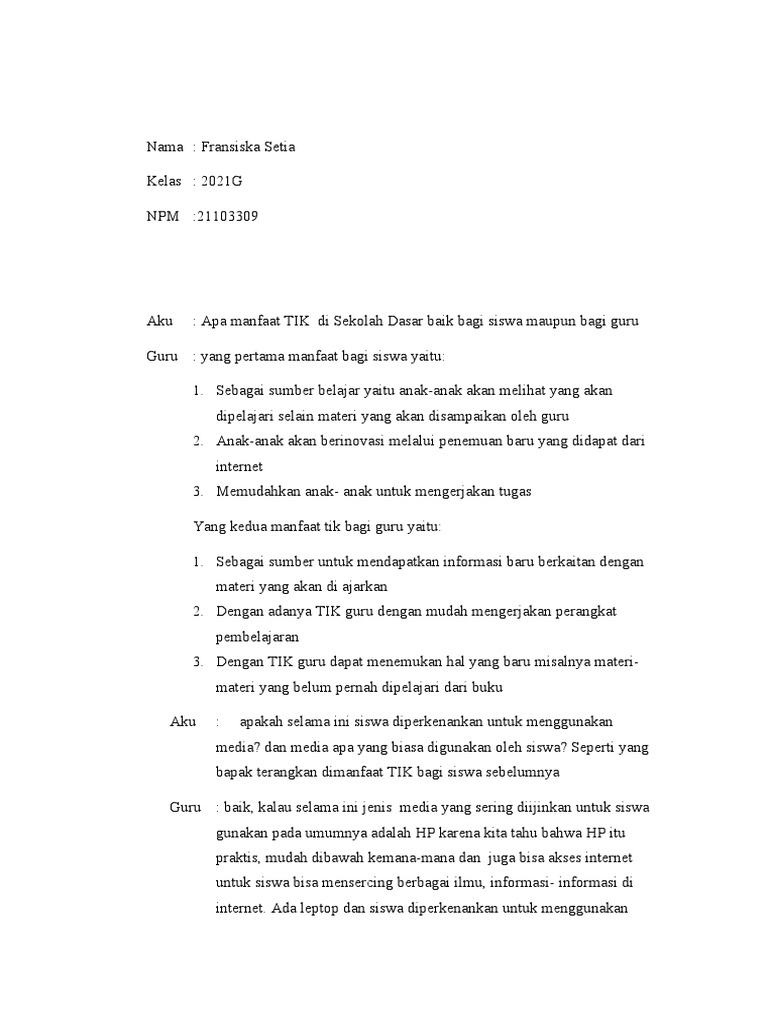 Fransiska Setia (TGS Tik) | PDF