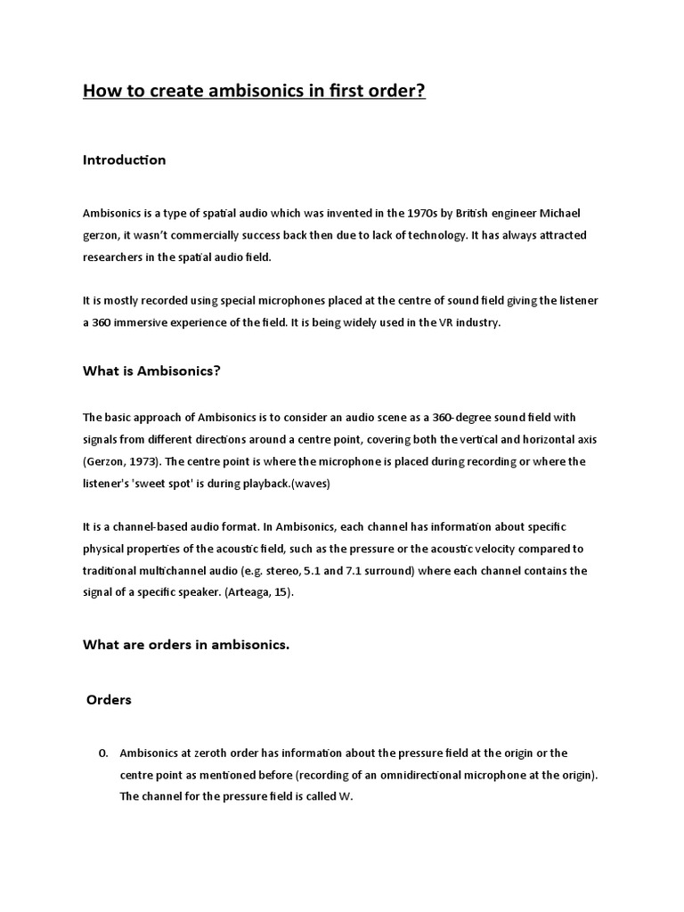 An In-Depth Guide to Creating and Processing First Order Ambisonics ...