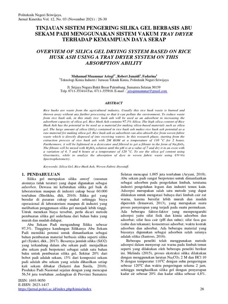 Overviem of Silica Gel Drying System Based On Rice Husk Ash Using A Tray Dryer System On This ...
