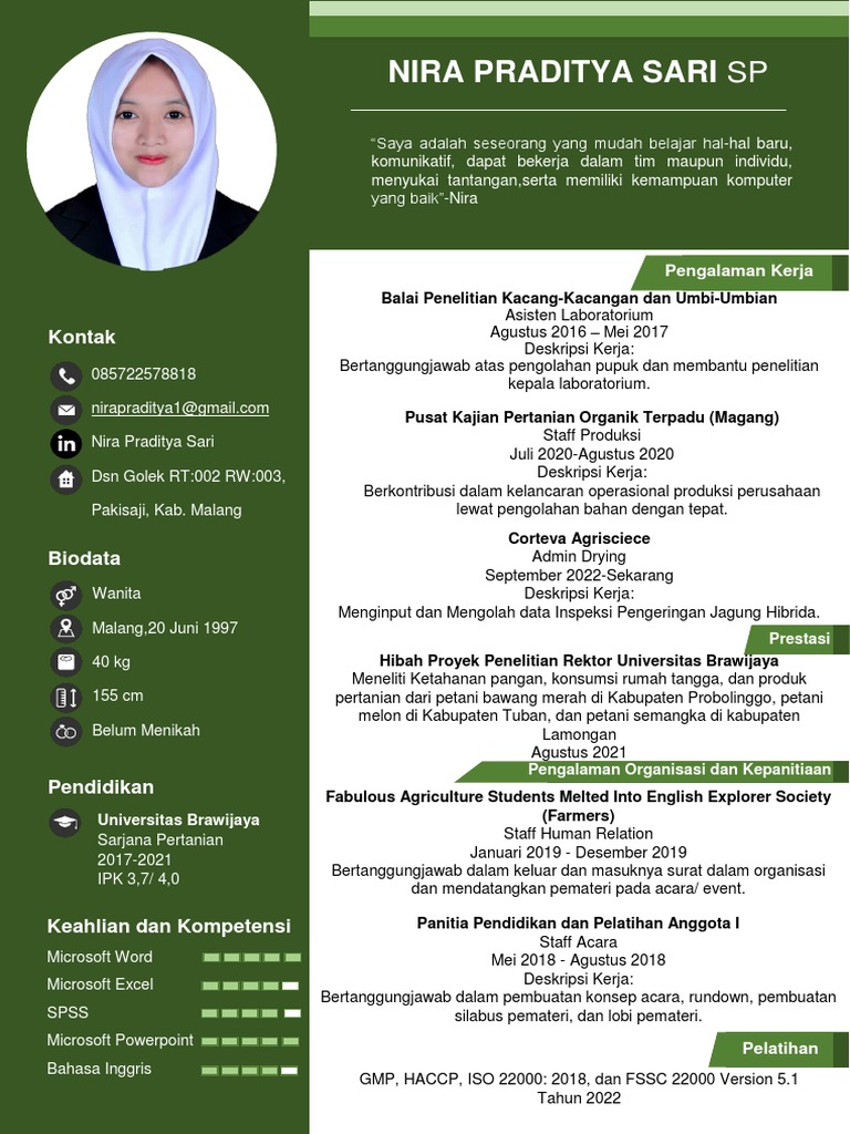 Biodata Nira Praditya Sari | PDF