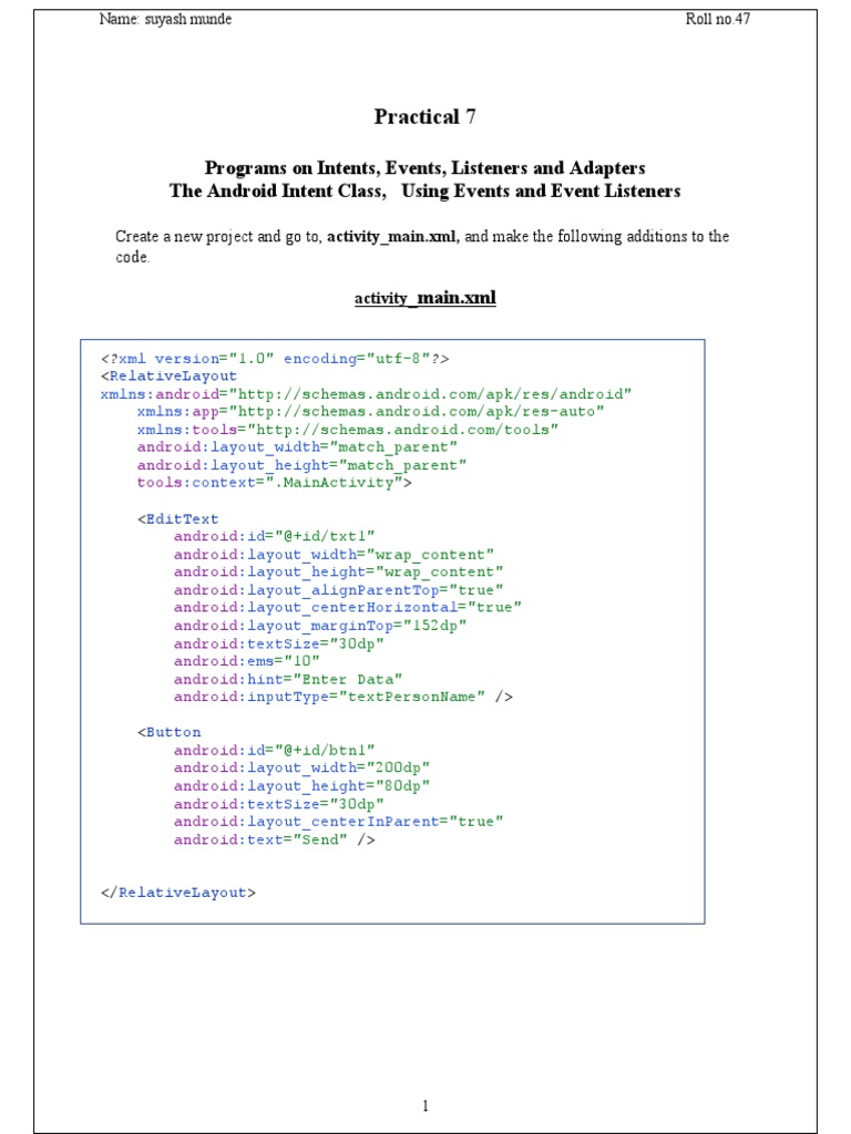 Practical 7 | PDF | Android (Operating System) | Mobile Linux