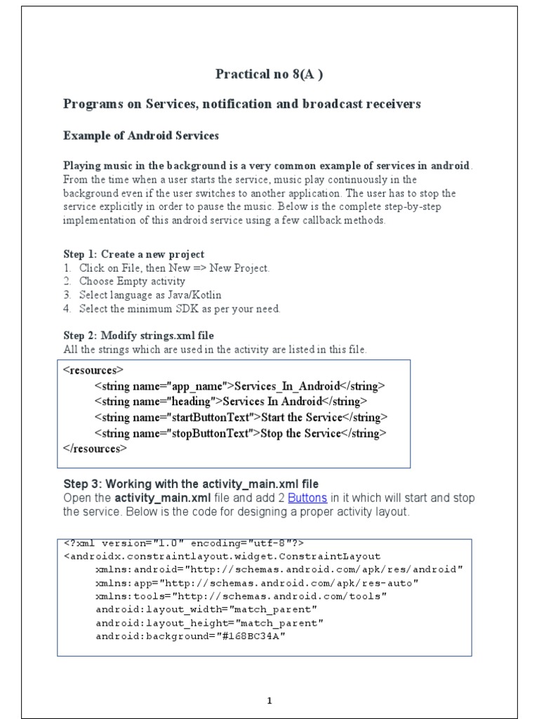 Practical No 8 (A) | PDF | Android (Operating System) | Class (Computer Programming)