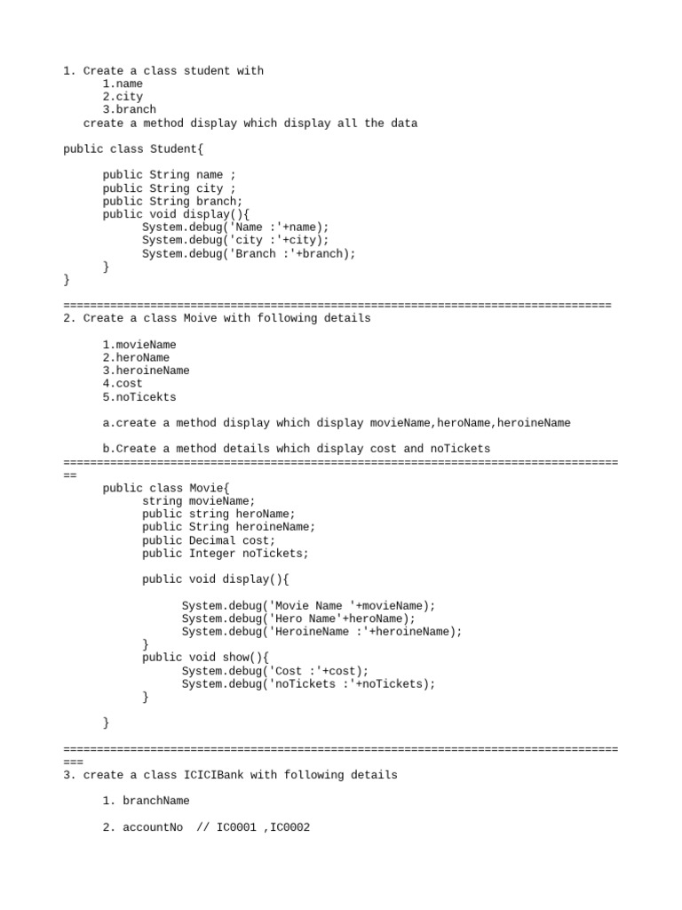 Class 1 | PDF | Constructor (Object Oriented Programming) | Programming