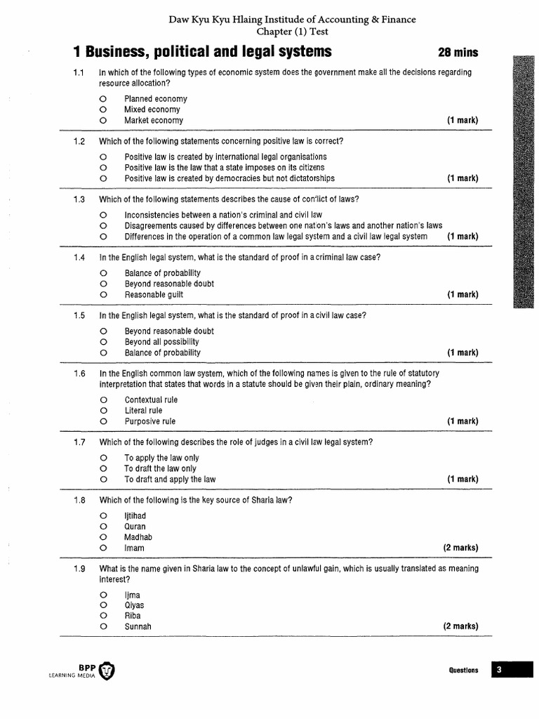 F4 Chapter (1) Test | PDF