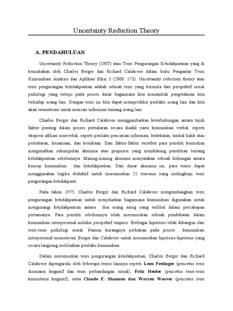 Uncertainty Reduction Theory | PDF