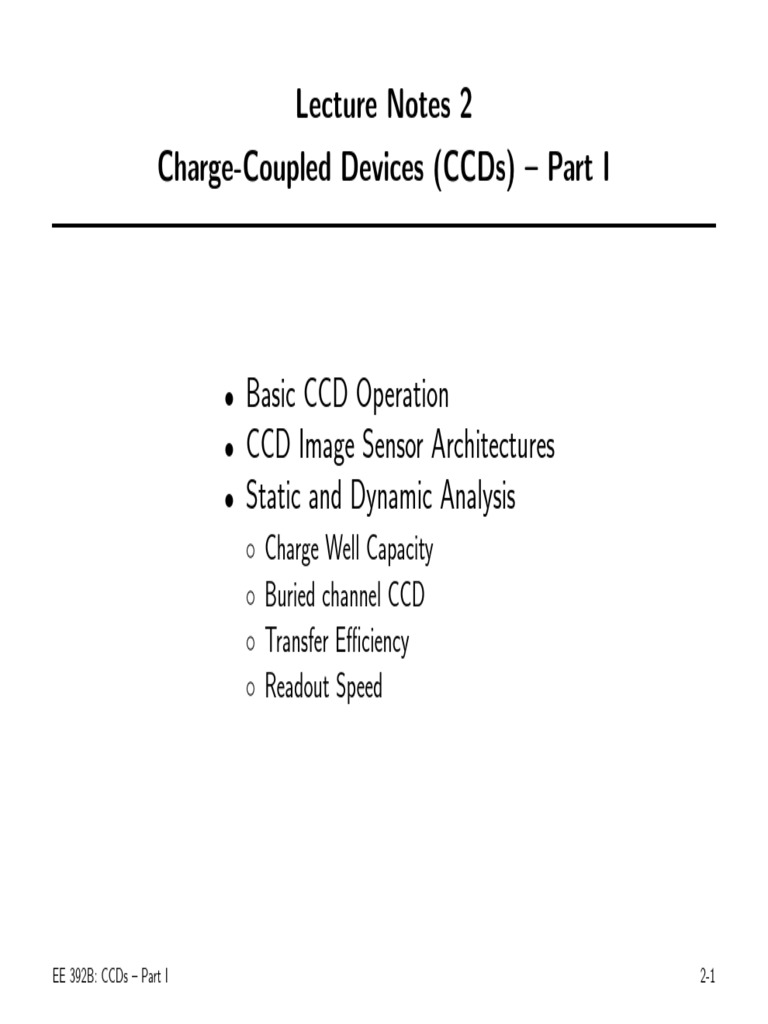 Lecture Notes 2 Charge-Coupled Devices (CCDS) - Part I | PDF | Charge ...