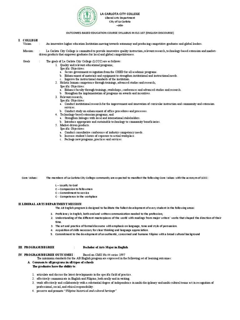 Analyzing Professional Discourses: An Outcomes-Based Syllabus for ...