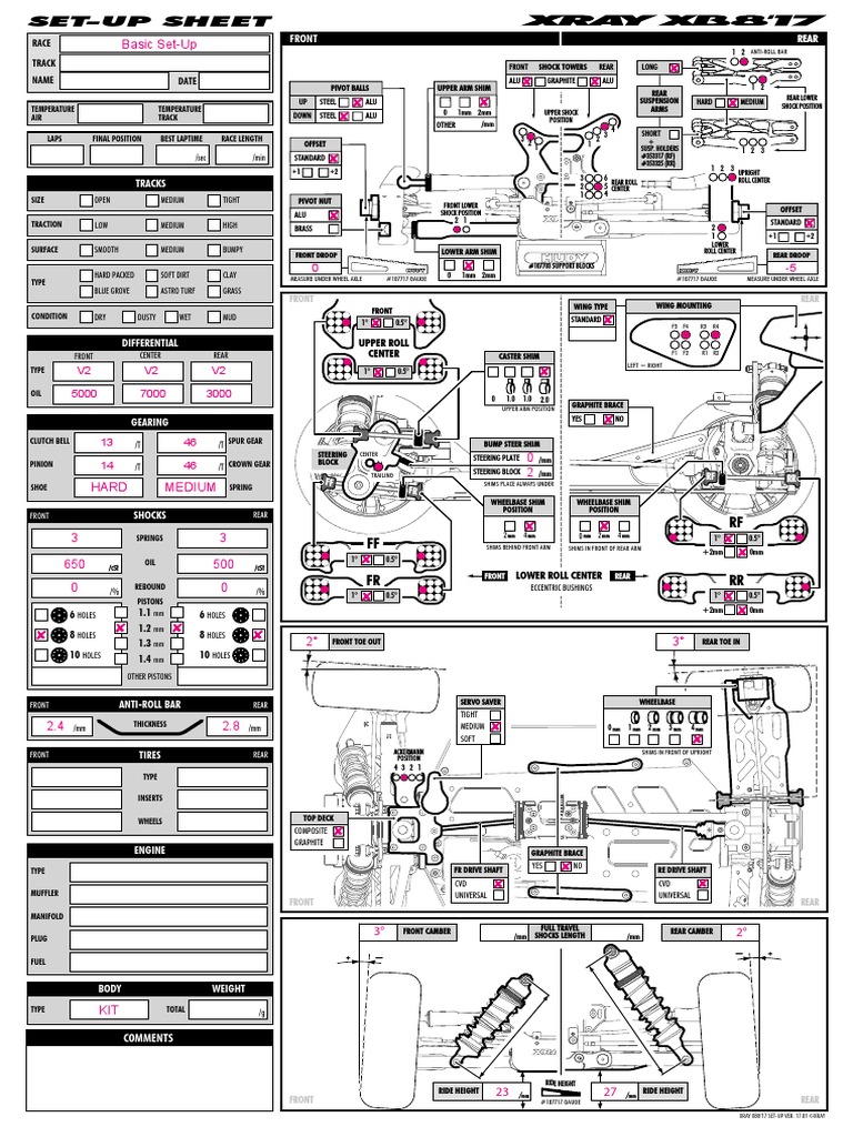 xb8 2017 Set Up Sheet Basic | PDF | Axle | Wheeled Vehicles