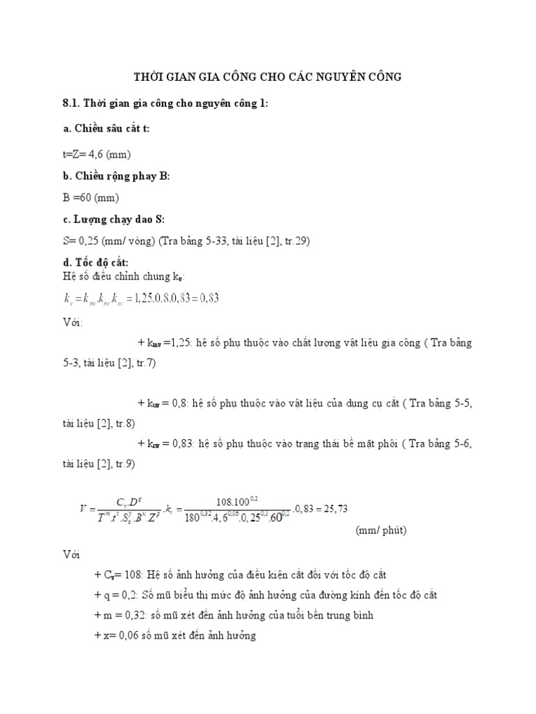 TH I Gian Gia Công Cho Các Nguyên Công | PDF