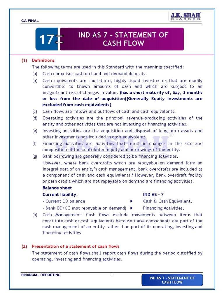 Ch. IND AS 7 - Statement of Cash Flow | PDF | Dividend | Equity (Finance)