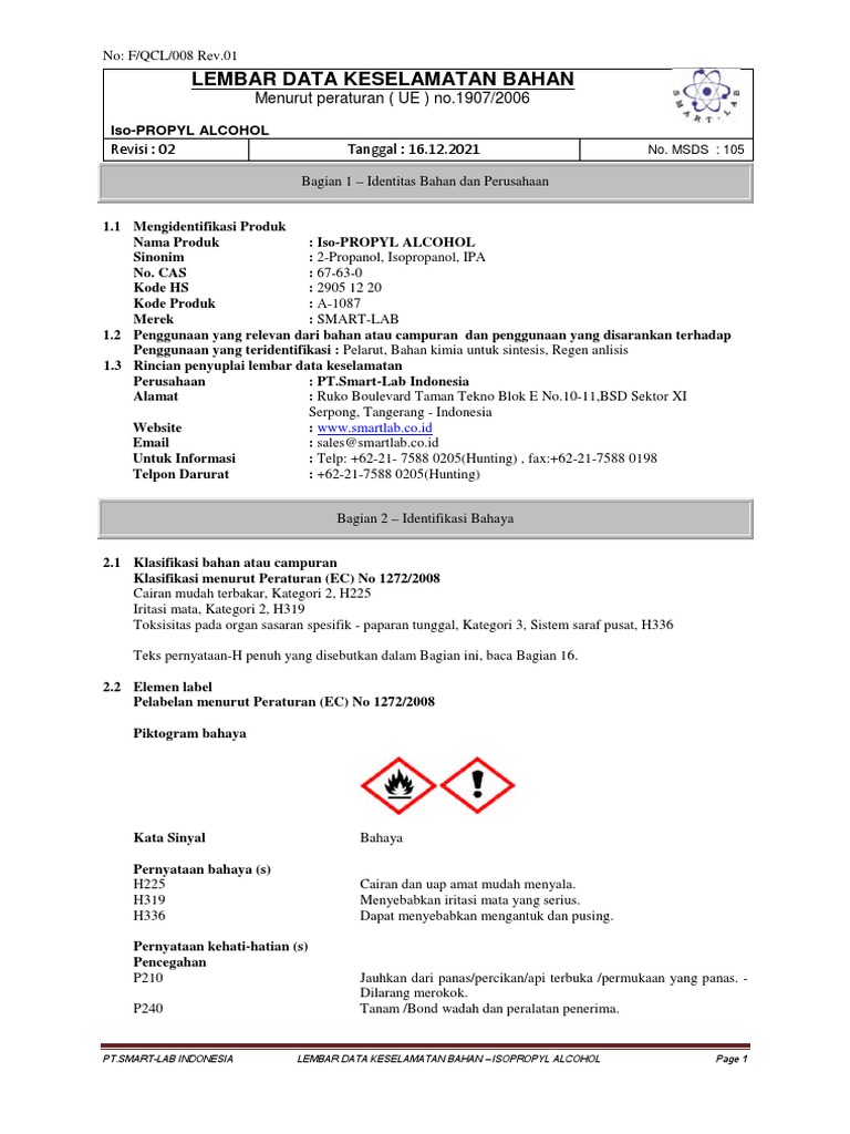 MSDS ISOPROPYL ALCOHOL | PDF