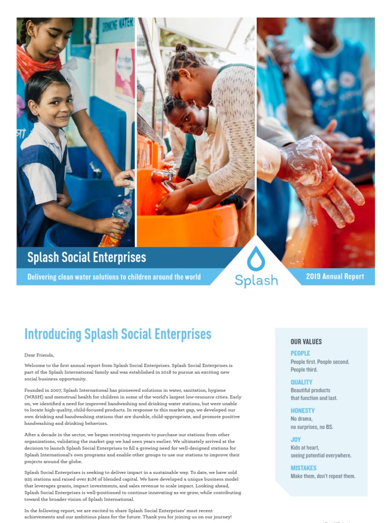 2019 Splash Social Enterprises Report | PDF | Wash | Hand Washing
