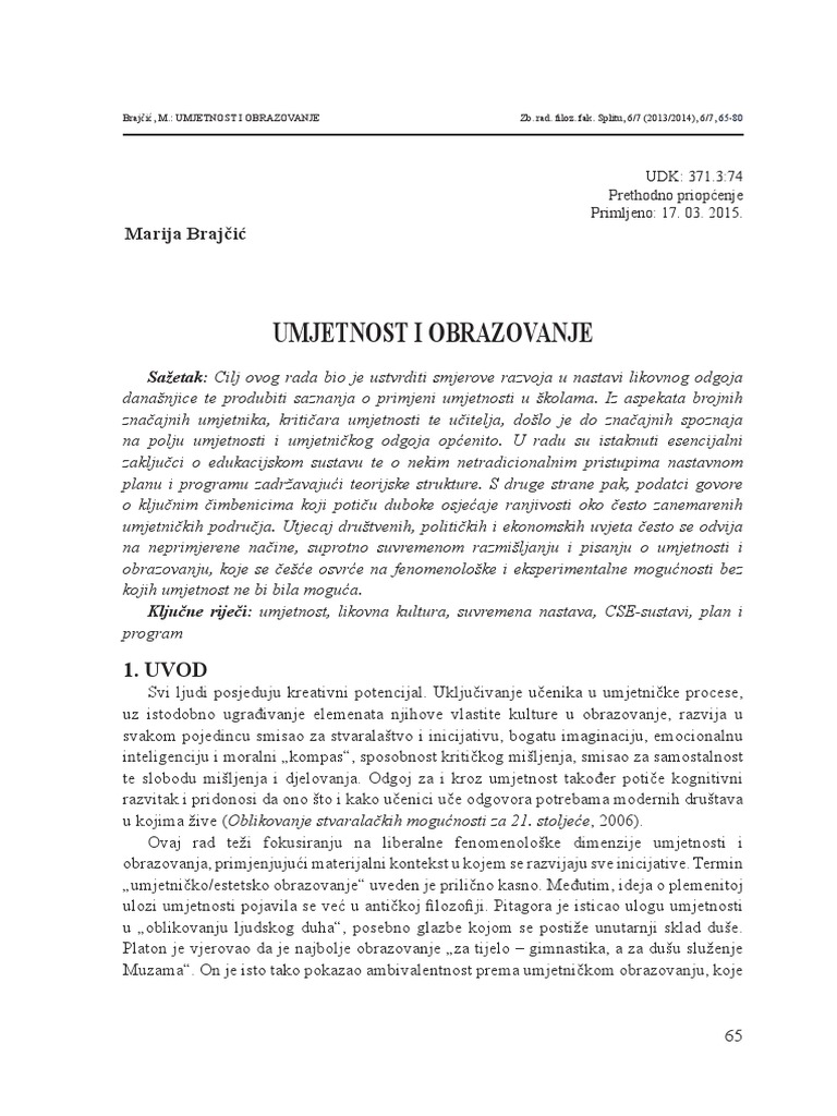 Umjetnost I Obrazovanje | PDF