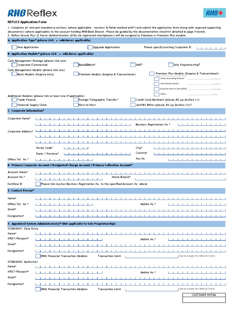 RHB Reflex Application Form Guide | PDF | Payments | Credit Card