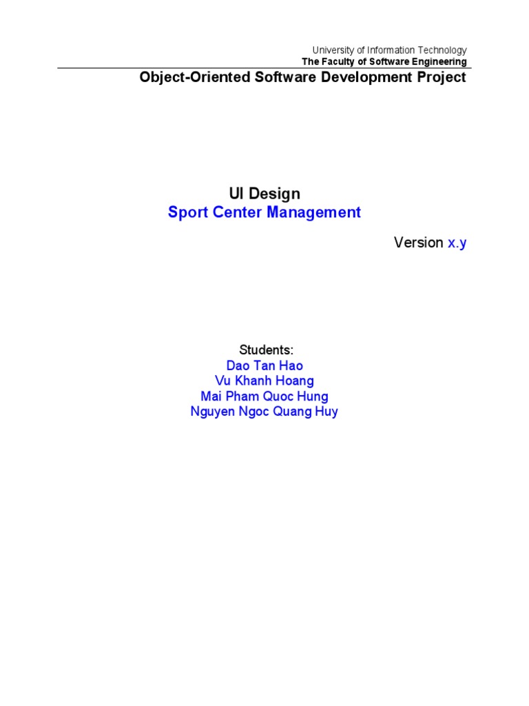 Sport Center Management: Object-Oriented Software Development Project | Download Free PDF ...
