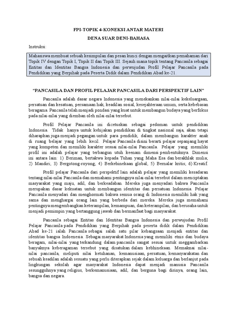FPI-Topik 4-Koneksi Antar Materi-Dena-Bahasa | PDF | Kesehatan Holistik