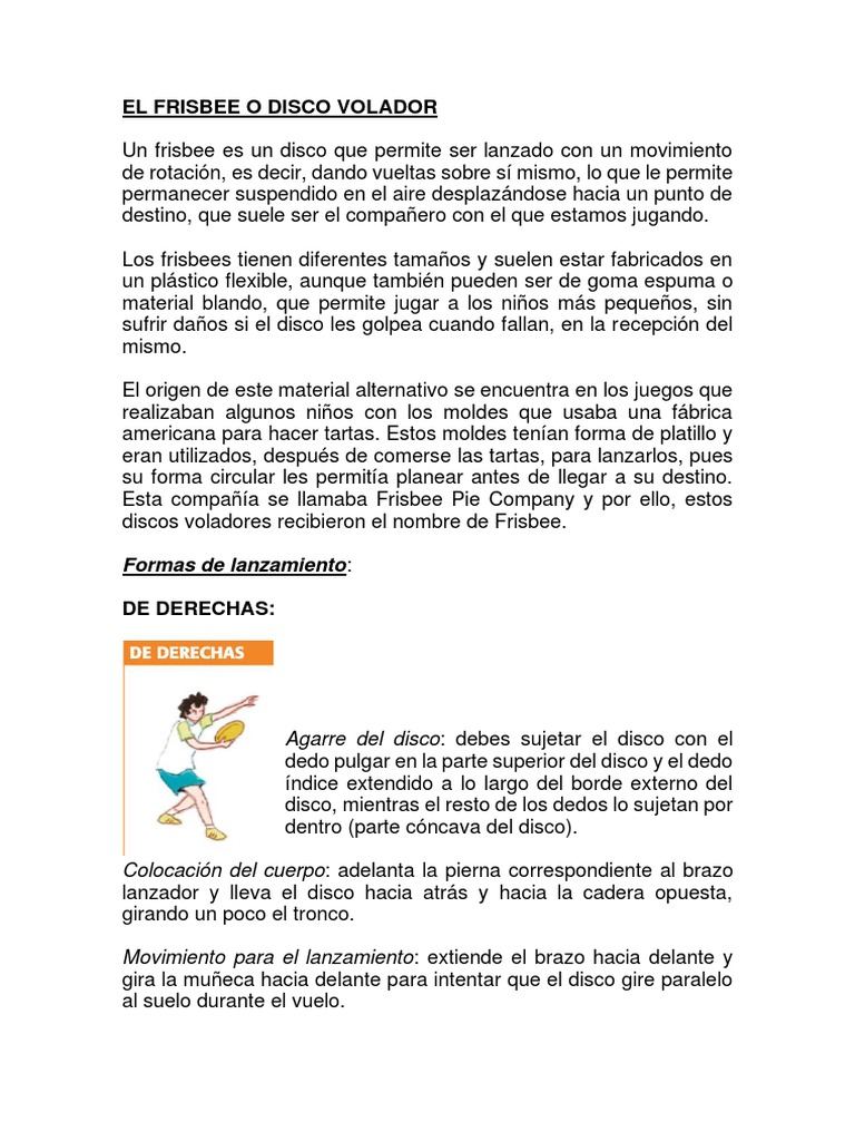 El Frisbee o Disco Volador | PDF | Lanzador | Deportes