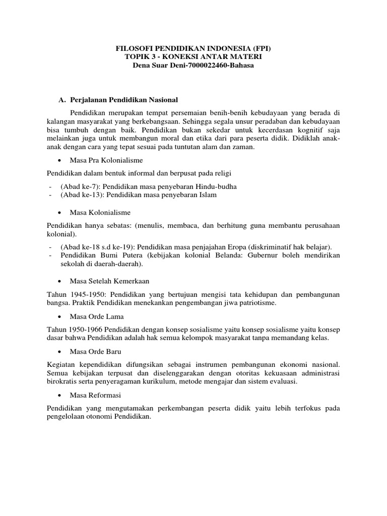 Topik 3 Koneksi Antar Materi - FPI-Dena-Bahasa | PDF