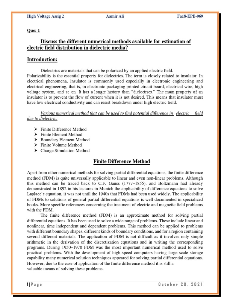 Electric Field Distribution | Download Free PDF | Finite Element Method | Partial Differential ...