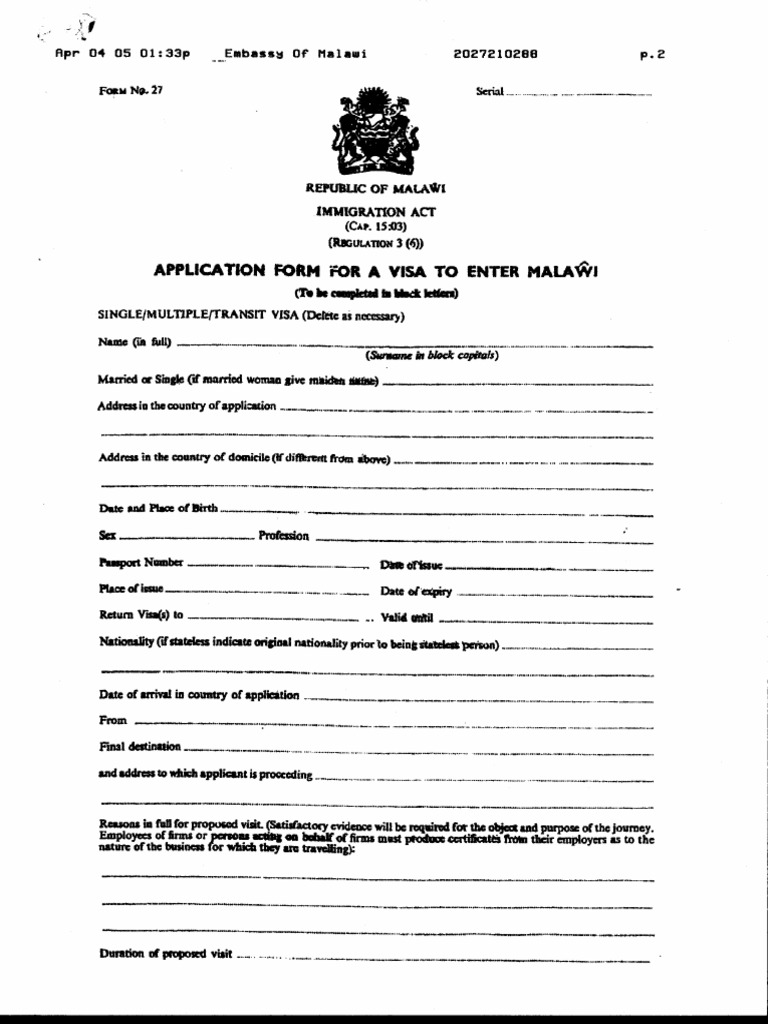Malawi Visa and Passport Application Guide | PDF