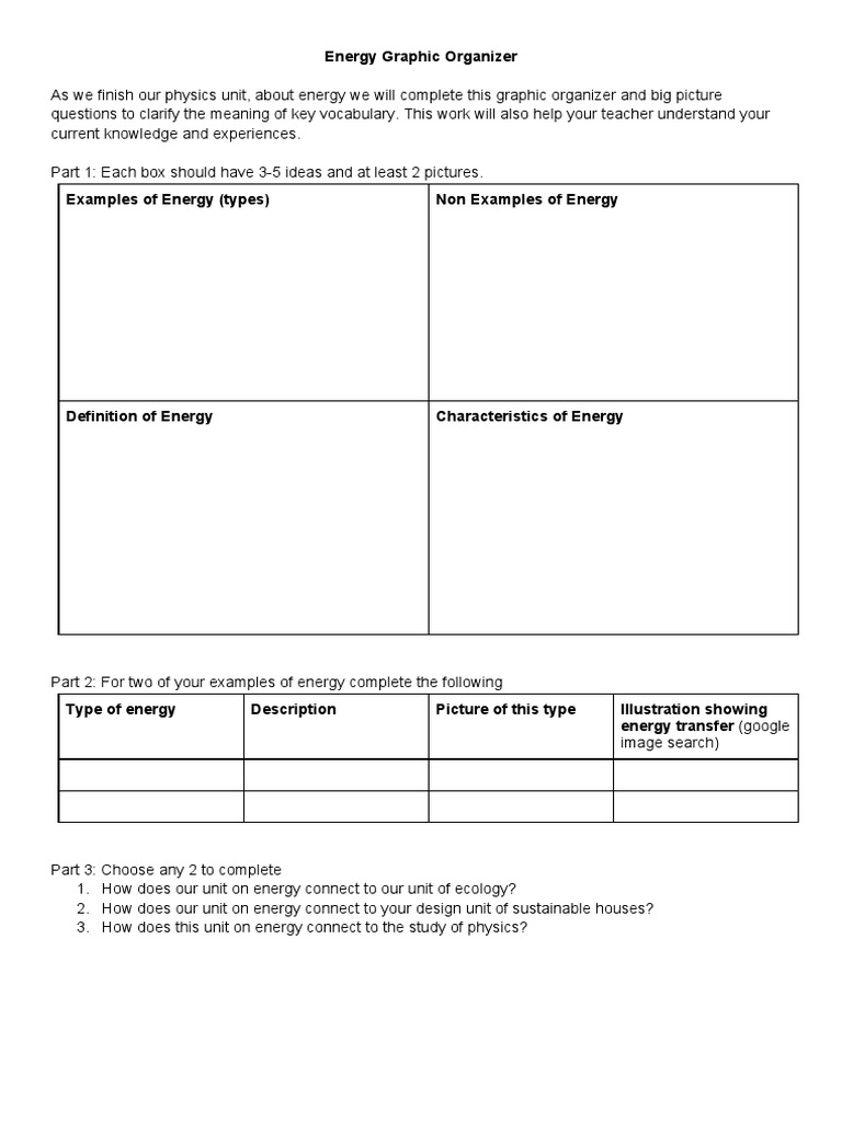 Energy Graphic Organizer | PDF