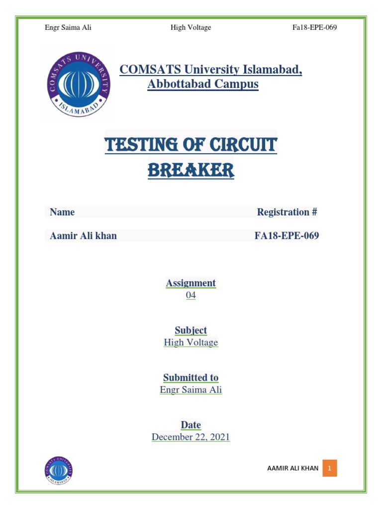 Testing of Circuit Breaker | PDF | Insulator (Electricity) | Applied ...
