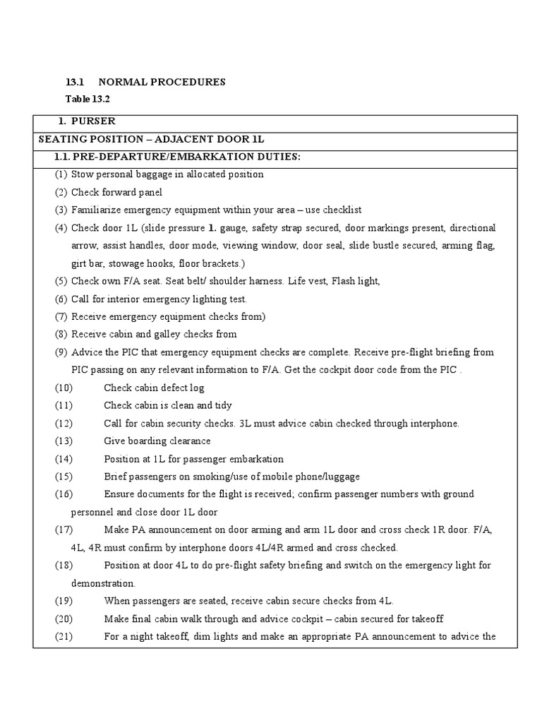 Normal Procedures B737 | PDF | Seat Belt | Door