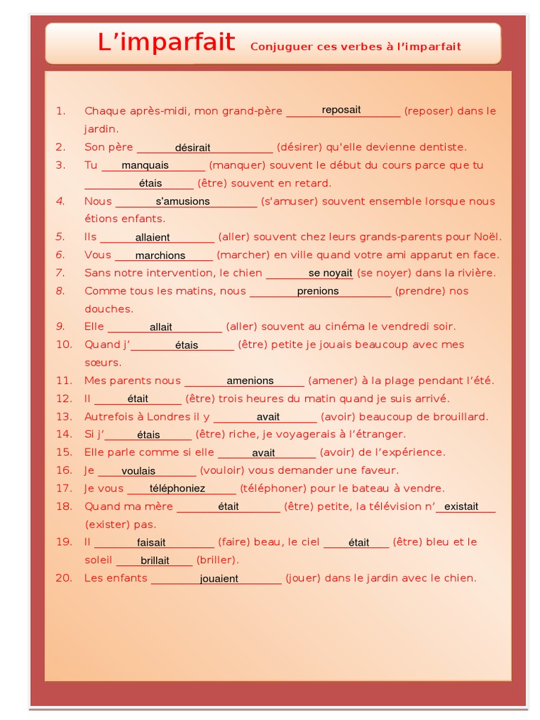 Imparfait 1 Et 2 | PDF | Échecs