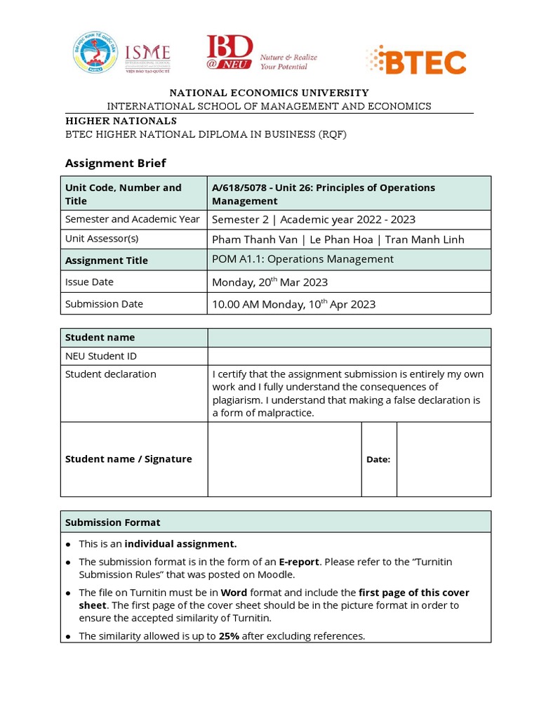Operations Management Assignment | PDF | Operations Management | Turnitin