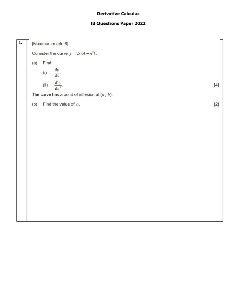 IB 2022 Derivative Calculus Questions | PDF