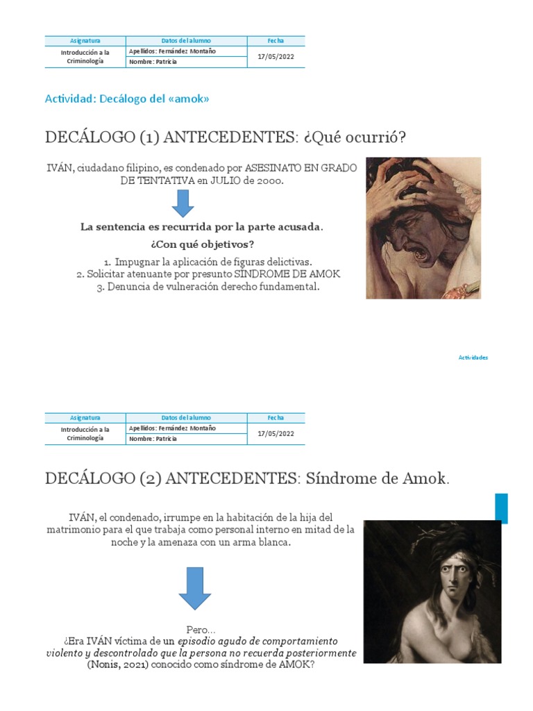 Análisis del Síndrome de Amok en Criminología | PDF