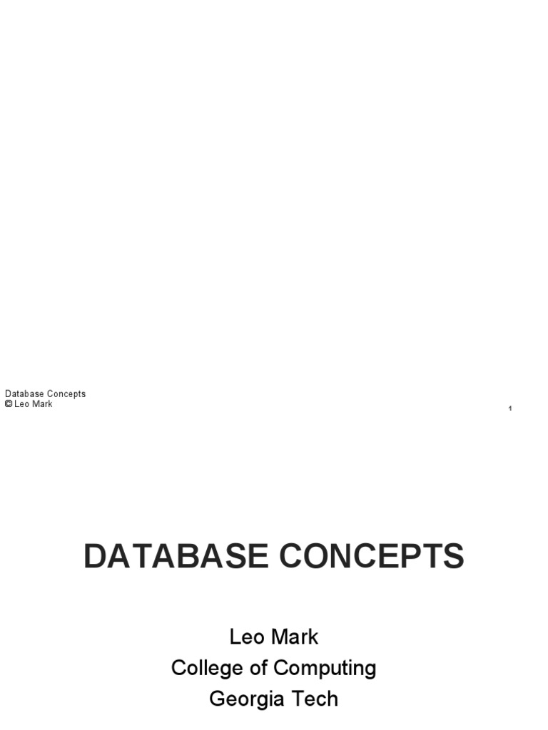 Database Concepts © Leo Mark | PDF | Method (Computer Programming) | Databases
