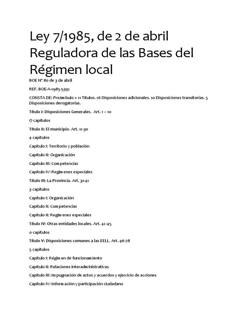 Ley 7:1985 | PDF | Estado (política) | Gobierno