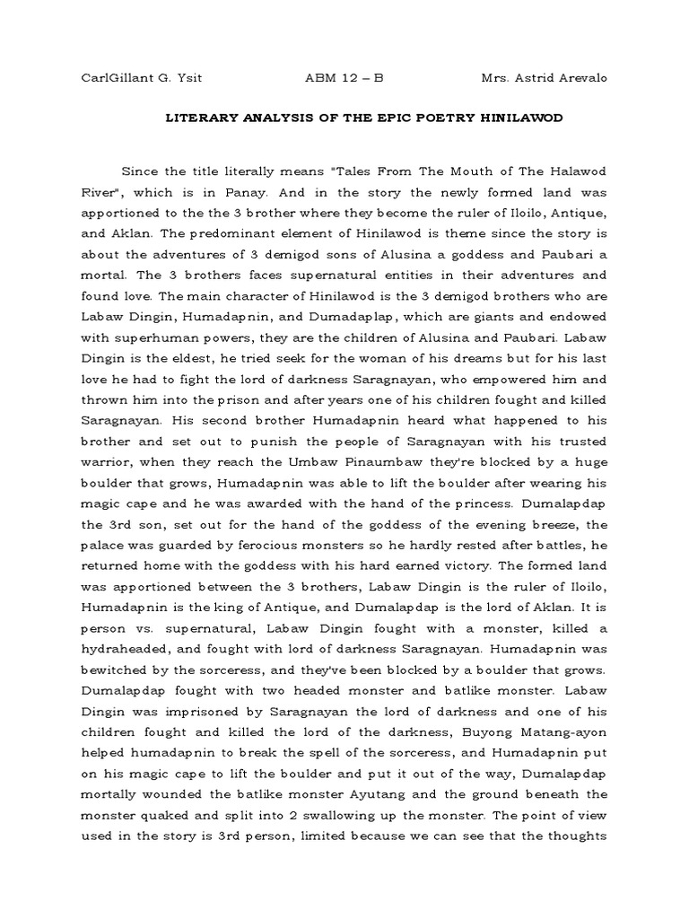 Hinilawod: Epic Analysis and Themes | PDF | Folklore