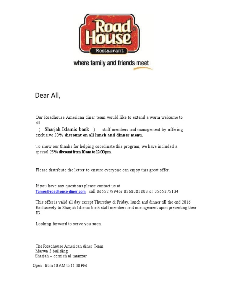 Letter For All Company Discount | PDF