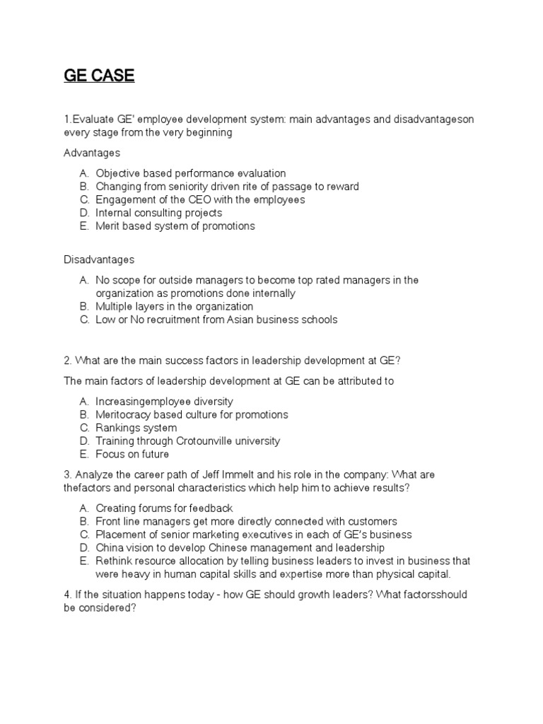 Ge Case HRM | PDF | Leadership | Employment