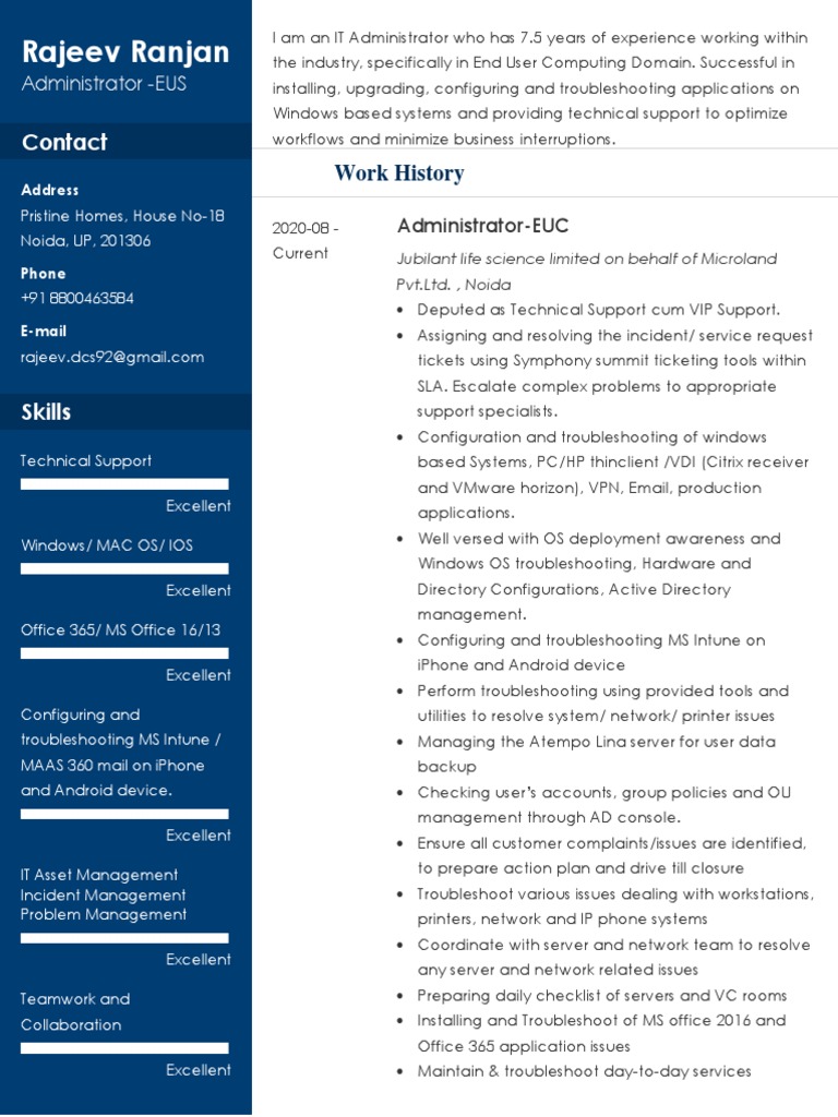 Rajeev Ranjan CV | Download Free PDF | Computer Network | Microsoft Windows