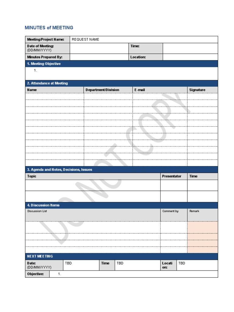 MOM Meeting Minutes Template | PDF