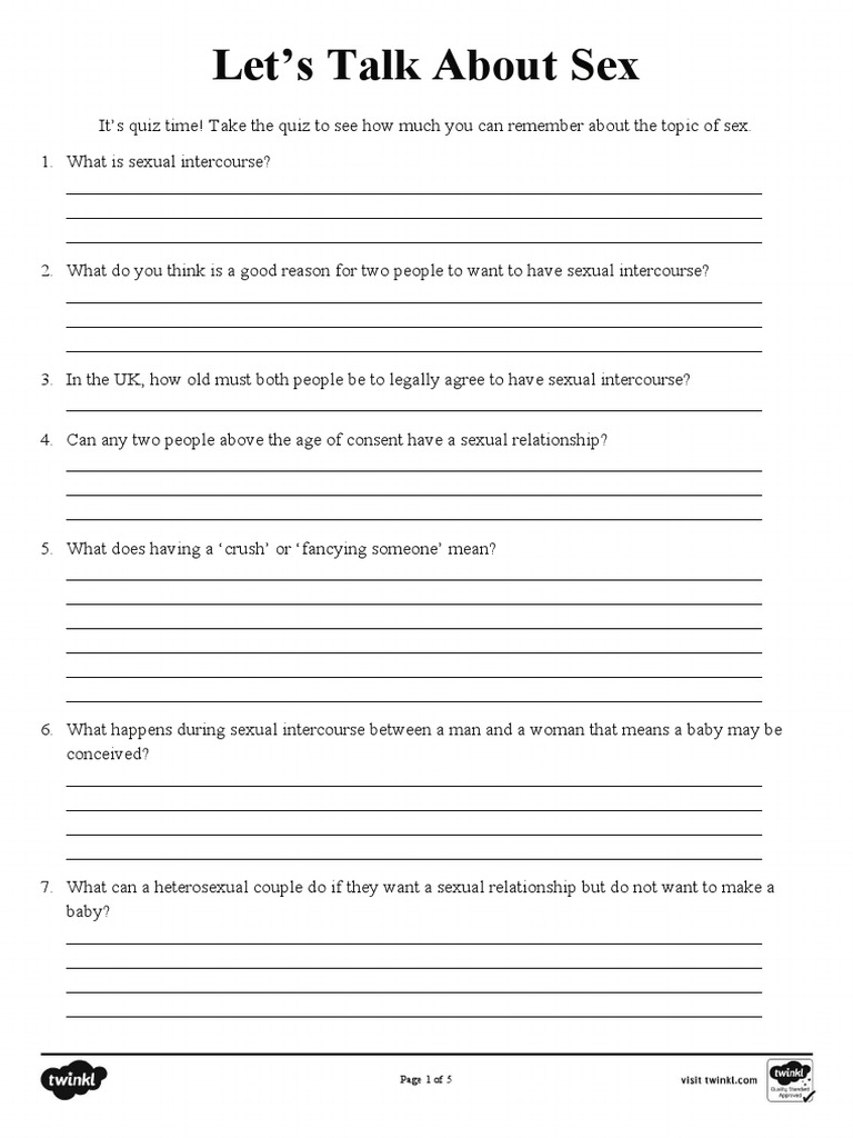 Lets Talk About Sex Activity Sheet | PDF | Sexual Intercourse | Safe Sex
