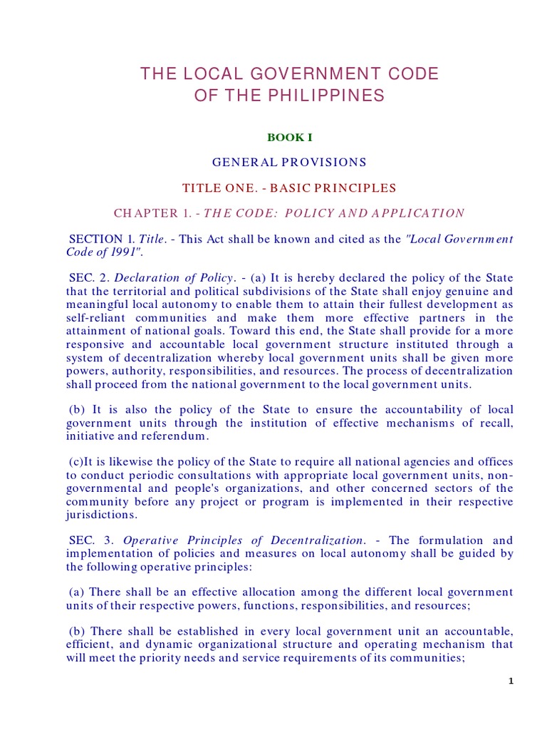 The Local Government Code of The Philippines (Ra 7160) | PDF | Eminent ...