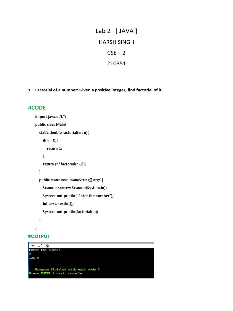 Lab 2 Java By Harsh Singh Pdf Numbers Computer Science 