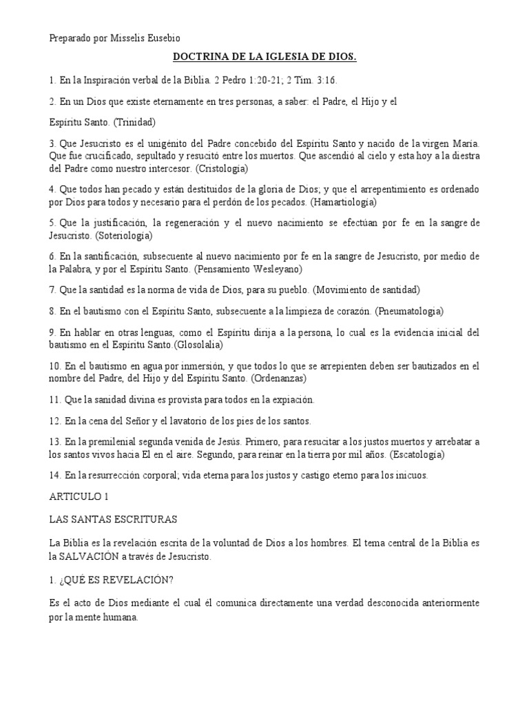 Doctrina de La Iglesia de Dios | PDF | Creencia religiosa y doctrina | Teología