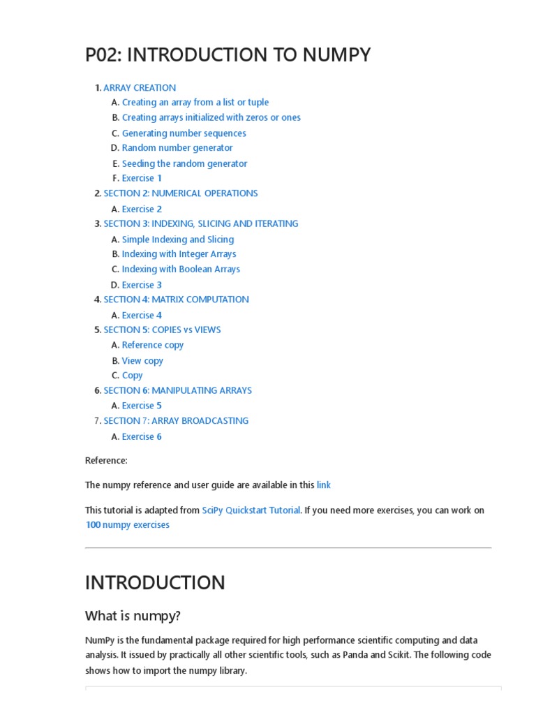 P02 Introduction To Numpy Ans Pdf Parameter Computer Programming Mathematics 