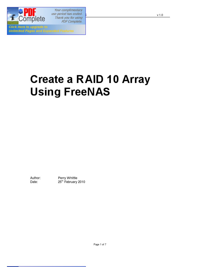 Create A RAID 10 Array Using FreeNAS | PDF | Classes Of Computers ...
