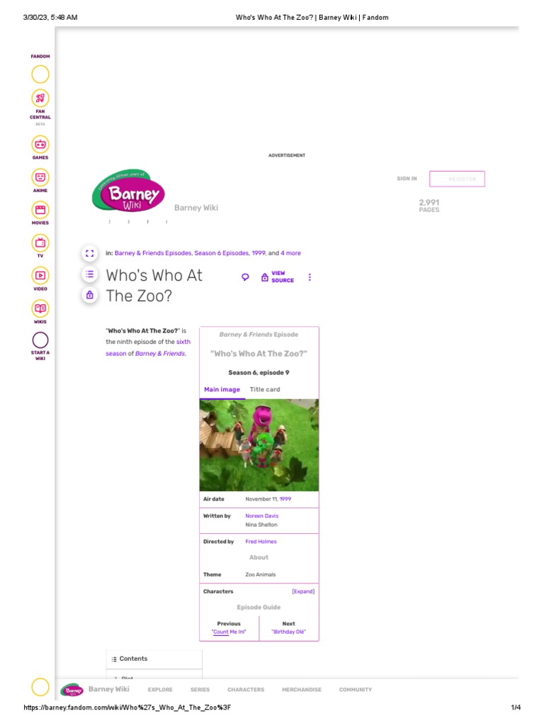 Who's Who at The Zoo - Barney Wiki - Fandom | PDF | Fandom