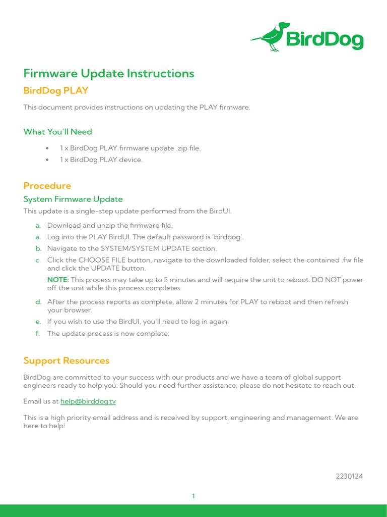 BirdDog - PLAY - Firmware Update Instructions | PDF