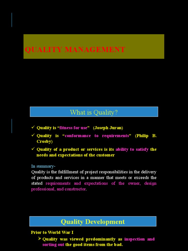 QUALITY MANAGEMENT GUIDE | PDF | Quality Assurance | Quality Management