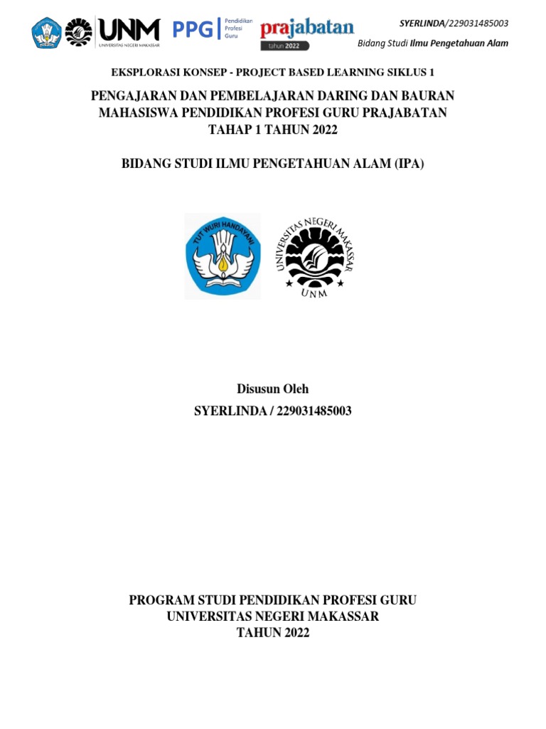 Konsep Project Based Learning dalam Pendidikan | PDF