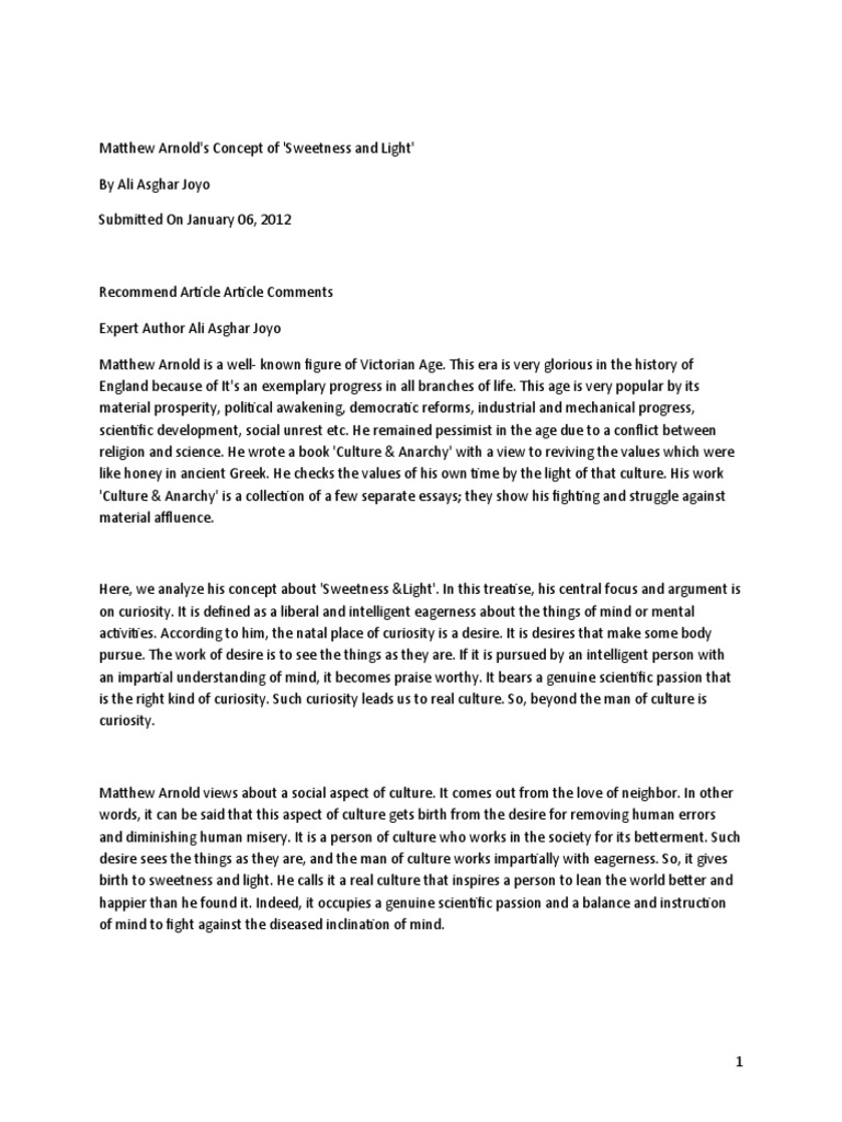 Matthew Arnold' | Download Free PDF | Perfection | Reason